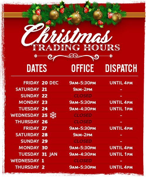 Christmas & New Year Trading Hours 2020